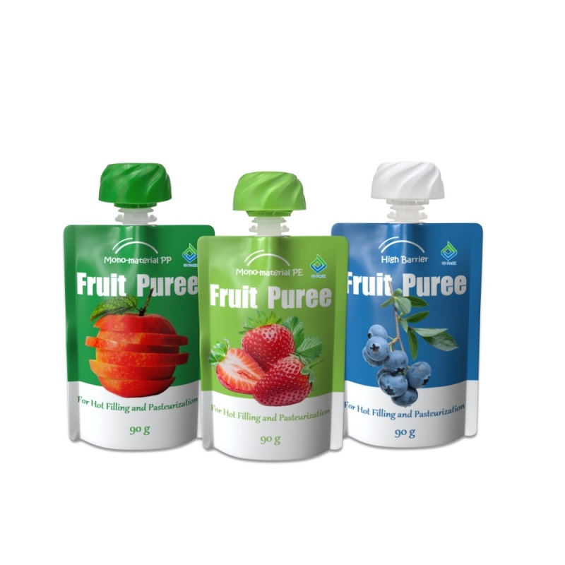 Sachets recyclables à fond plat et à bec verseur, à quatre joints, pour ...